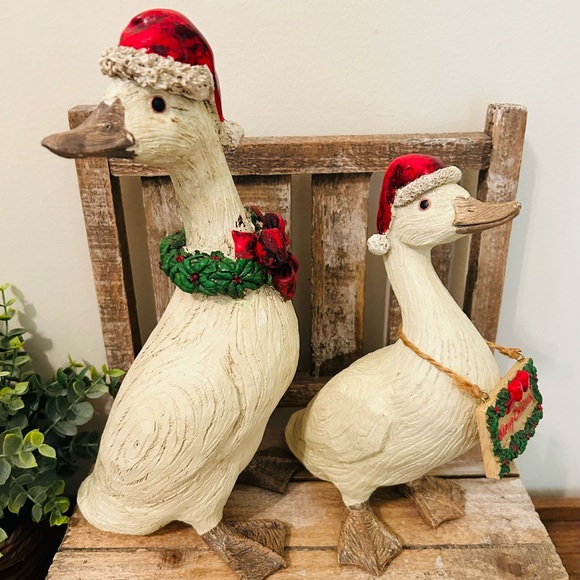 Holiday | Vintage Christmas Geese Hand Painted Decor Large 12 Set Of 2 ...